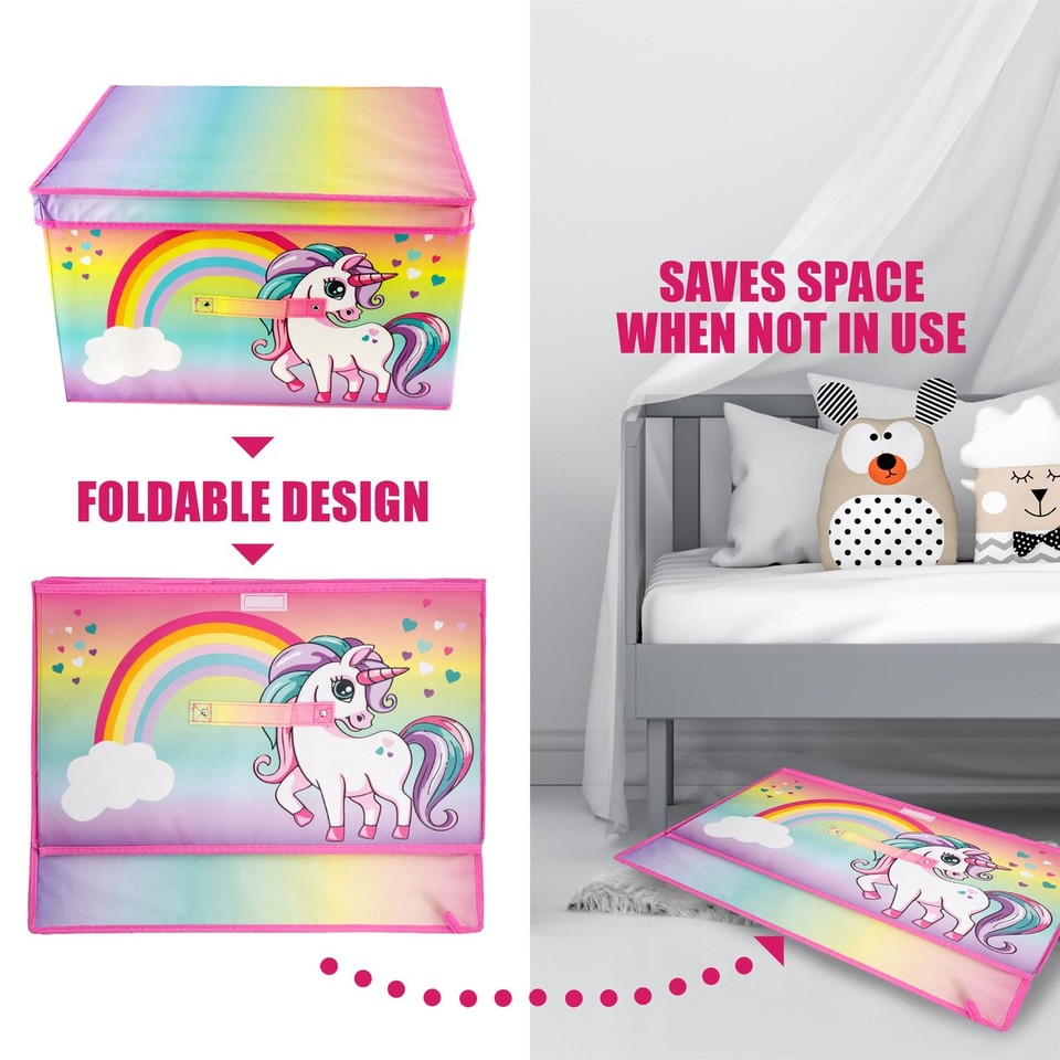 Toy Storage Folding Box Large Collapsible Jumbo Toy Chest Rainbow ...