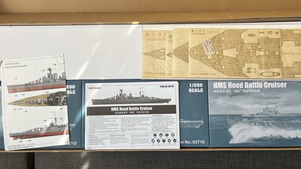 Trumpeter 1/200 HMS Hood Battle Cruiser Model Kit with wood deck ...