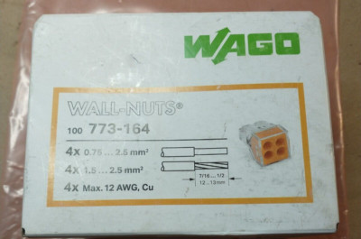 Box of 100 Wago Wall-Nuts 773-164, wire connector 4 Pin - Fast Ship | eBay
