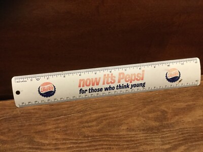 Vintage Pepsi Cola Metal Ruler Old Logo “now its Pepsi For Those Who ...
