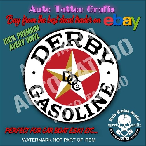 VINTAGE DERBY GASOLINE OIL Decal Sticker Vintage Retro Man Cave Hot Rod ...