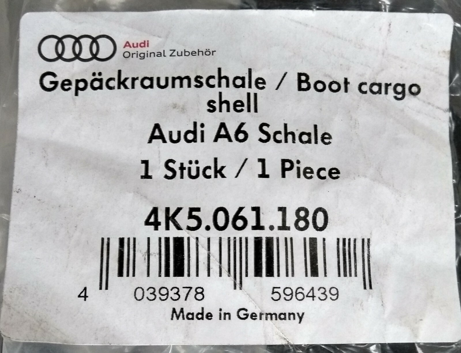 Audi A6 S6 C8 Saloon Boot Load Liner Mat Tray Flexible Plastic GENUINE ...