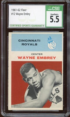 1961 Fleer Basketball #12 Wayne Embry CSG 5.5 | eBay