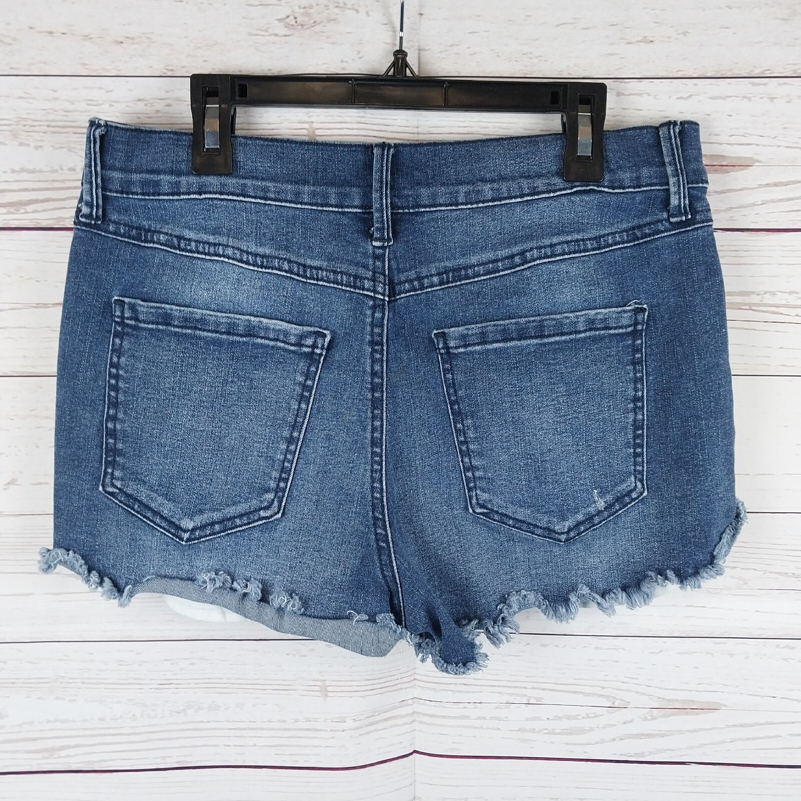 Rewash High Rise Button Fly Denim Shorts Distressed Raw Hem Women's ...