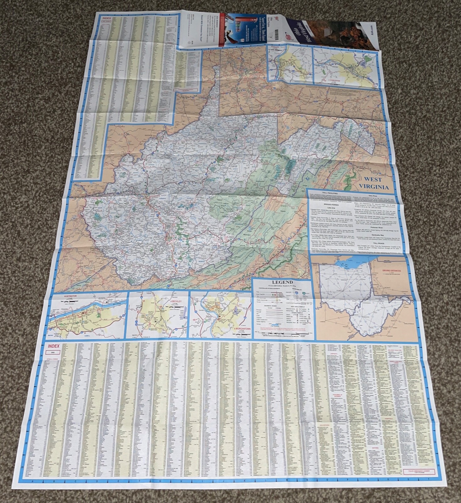 2009 Edition AAA Ohio West Virginia Official Highway State Series Road ...