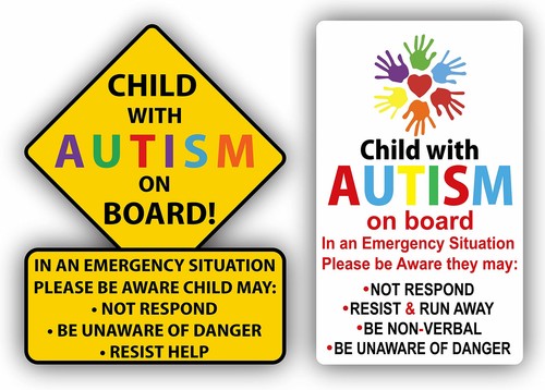 Autism Awareness Car Sticker Vinyl Decal Autistic Child on Board 2pcs 5 ...