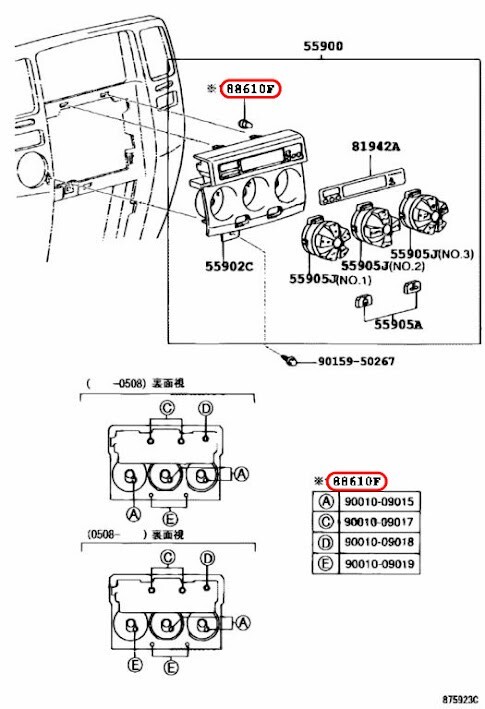 Toyota 03-09 4RUNNER Cooler Control Console Switch Bulb 90010-09019 OEM ...