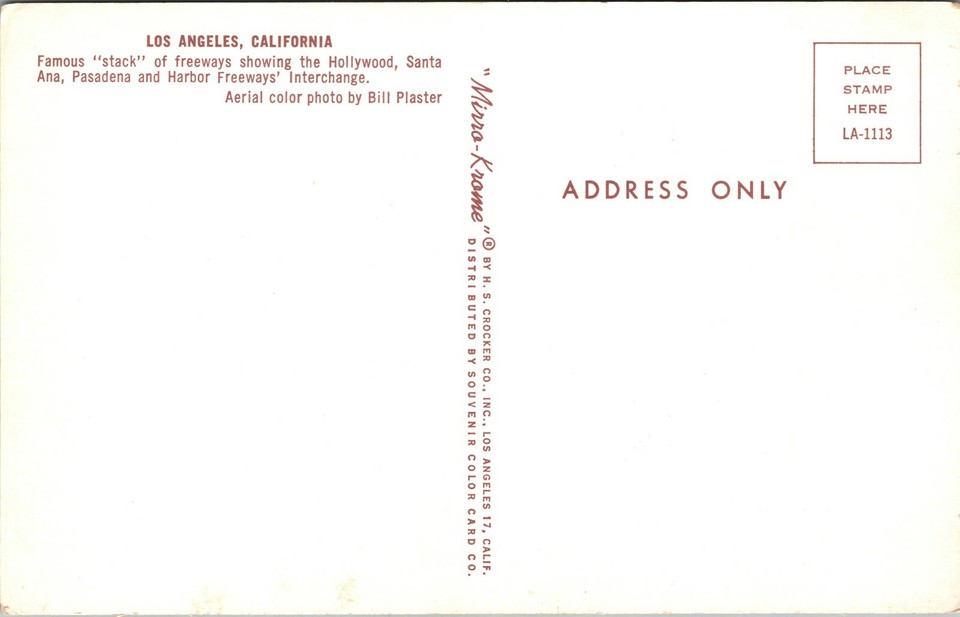 Los Angeles California Stack of Freeways Interchange Vintage Postcard ...