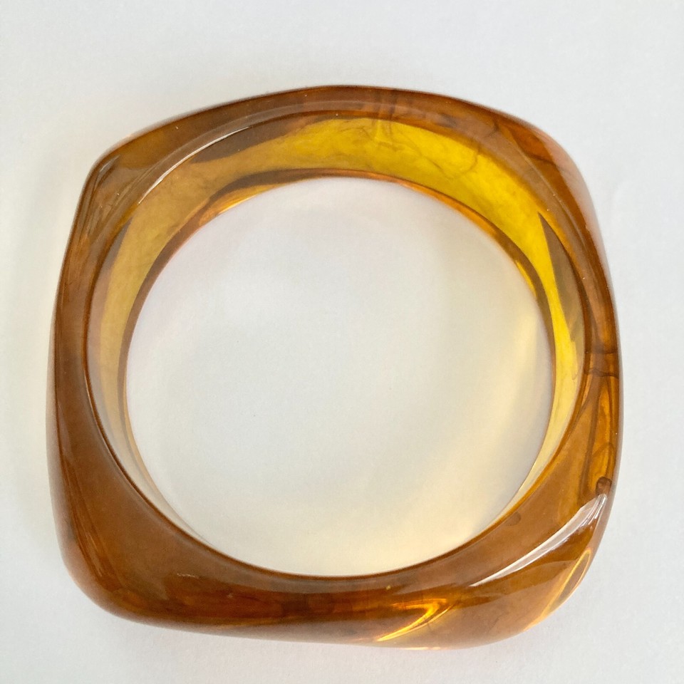 Vintage Lucite Acrylic Faux Honey Amber Tortoise Shell Bracelet Bangle ...