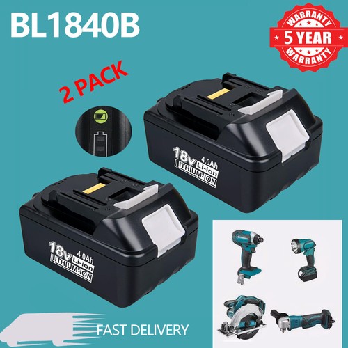 2X18V FOR Makita BL1840B BL1840 18V Lithium-Ion Battery Pack 4.0Ah LED ...