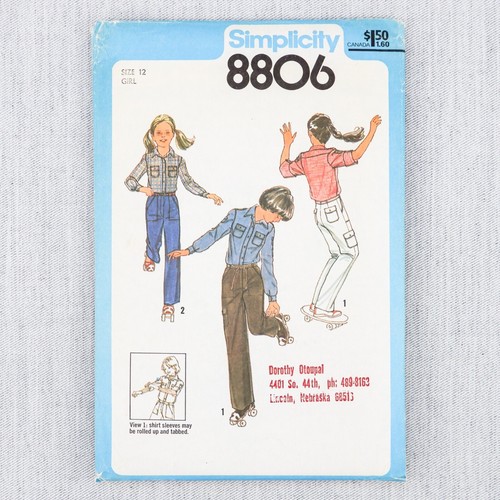 VTG 1970s Simplicity Pattern 8806 Girls Button-Up Shirt & Cargo Pants ...