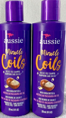 Lot of 2 Aussie Miracle Coils Shampoo Hair Care Sulfate & Paraben Free ...