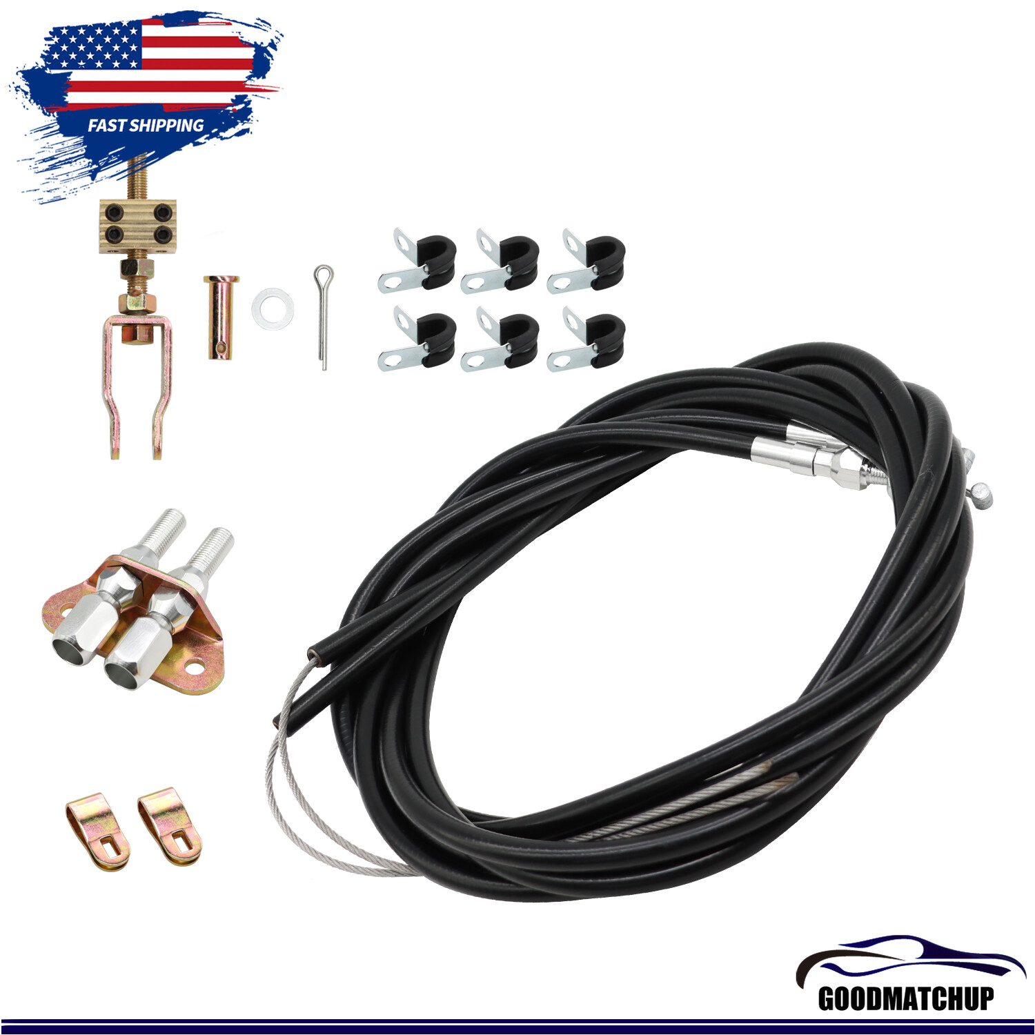 Universal Rear Parking Brake Emergency E-Brake Cable Kit Black 330-9371 ...