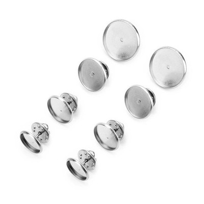 20 Cabochon Brooch Badge Lapel Pin Base Findings W/ Round Pad 12-16mm ...