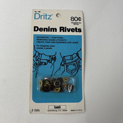 VINTAGE Scovill Denim Rivets Packaged New Deadstock 8 Sets Denim ...