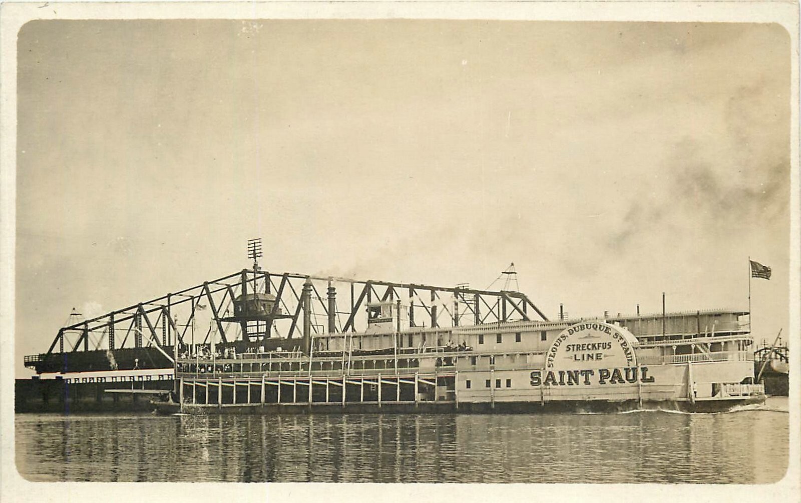 Postcard RPPC C-1910 St. Louis Dubuque St. Paul Streckfus Steamboat ...