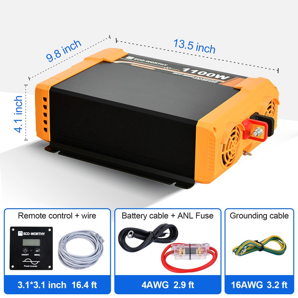600W 1100W 2000W 3000W Watt 12V 24V Pure Sine Wave Inverter for Solar ...