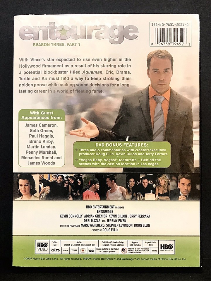 Entourage: Season 3, Part 1 HBO 3 Disc Set 360 Minutes 2007 New Sealed ...