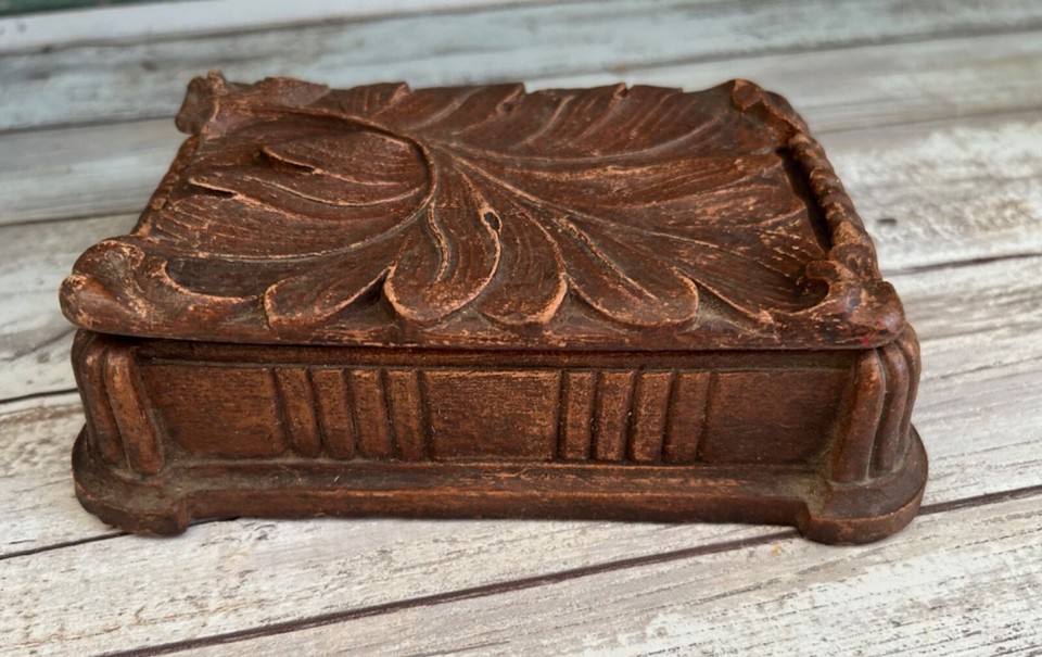 Vintage Syroco Wood Cigarette Box Trinket Box Pressed Wood | eBay