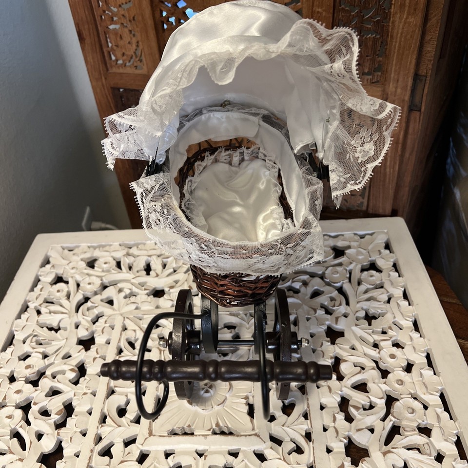 Vtg Victorian Style Baby Doll Carriage 16 inch Buggy Stroller Metal ...