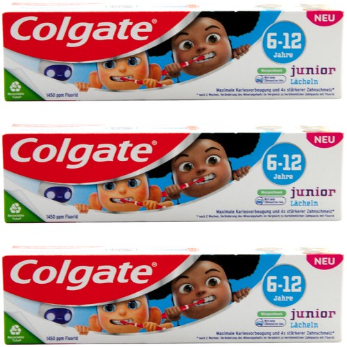 Colgate Junior Toothpaste 3 X 75ml for Children 6-12 Years 1450ppm ...