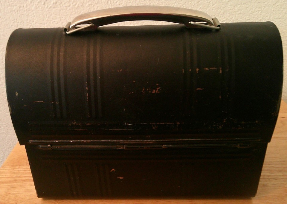 Vintage Metal Dome Handle Lunch Box Pail Only Unbranded Black 10x8x5 No ...
