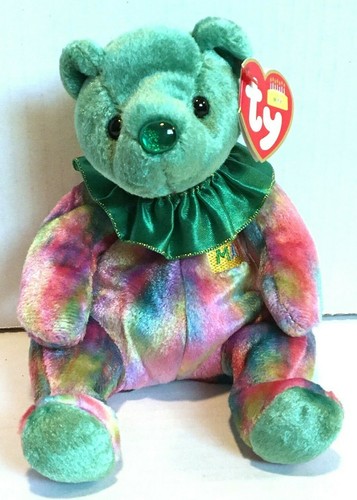 Ty Beanie Babies Birthday Beanies Collection Bear May w/ Emerald Nose w ...