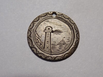 Pictorial Love Token - Lighthouse, Sailboat - "F E" on US Silver Dime ...