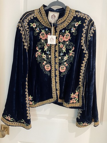 CHASING UNICORNS VELVET EMBROIDERED JACKET NAVY BLUE NWT XL | eBay