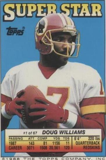 1988 Topps Super Star Sticker Back Cards Doug Williams Norm Johnson ...