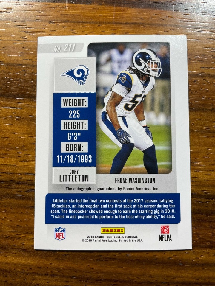 2019 Panini Contenders Cory Littleton Rookie RC Auto Playoff Ticket /99 ...