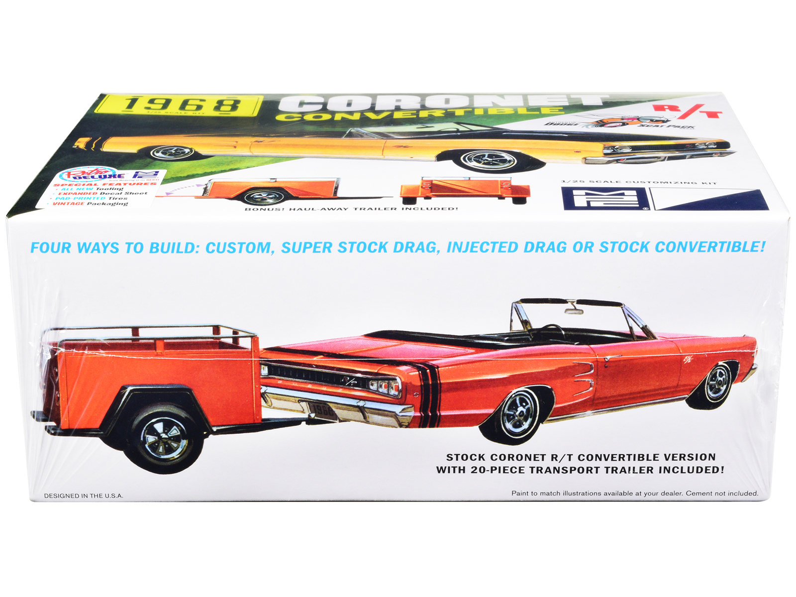 1968 Dodge Coronet R/T Convertible Model Kit 1/25 Scale with Haul-Away ...