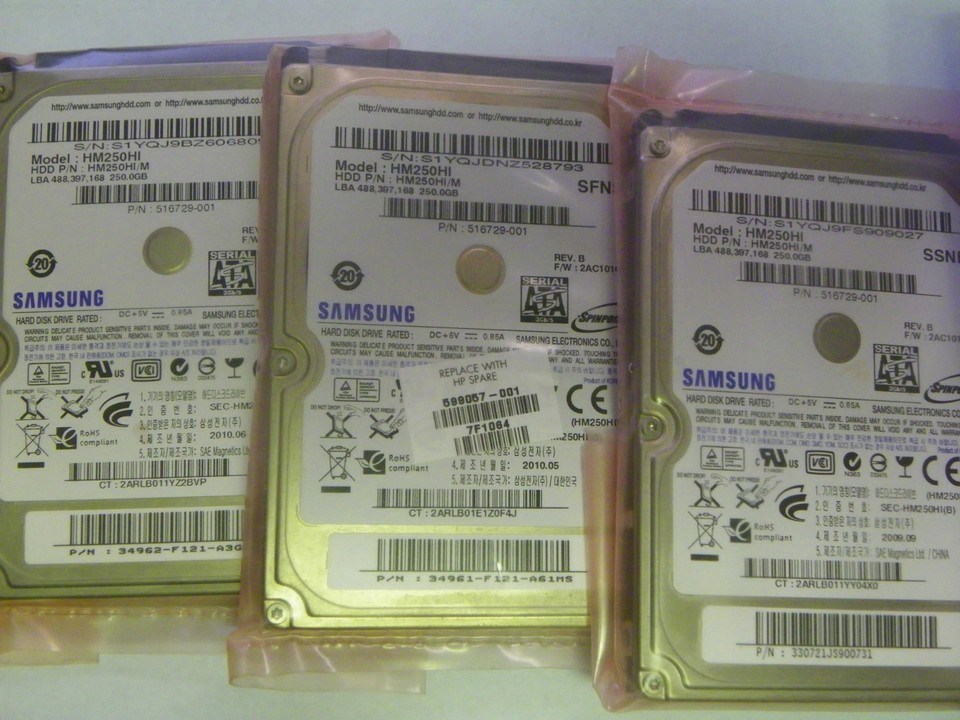 Samsung HM250HI P/N HM250HI/M F/W: 2AC101C4 Laptop 2.5" 250GB SATA Hard ...
