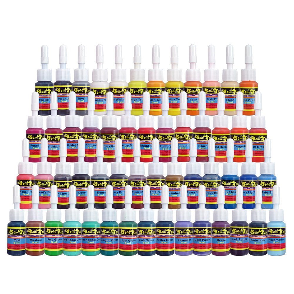 Skin Tattoo Ink Set 54 Pack Primary Color Pigment Professional Supply ...