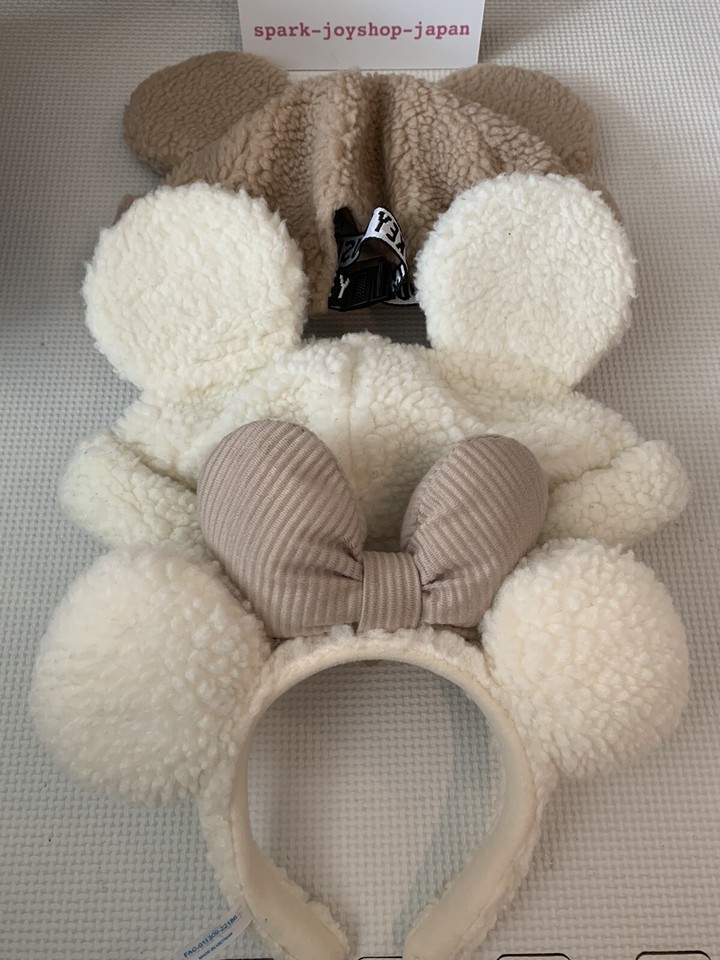 Japan Tokyo Disney Resort Store Ears HeadBand &Hat 3 color set Fluffy ...