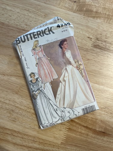 Butterick 4743 80s wedding dress pattern Romantic Train big sleeves ...