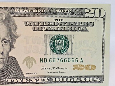 Fancy Serial Number $20 Twenty Dollar Bill, Serial Numbers. #ND ...