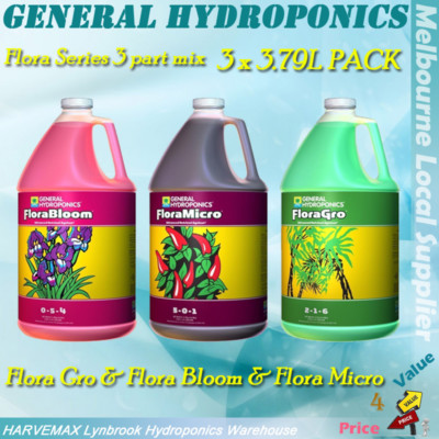 3 x 3.79L Nutrient Kit General Hydroponics Flora Micro Flora Grow ...