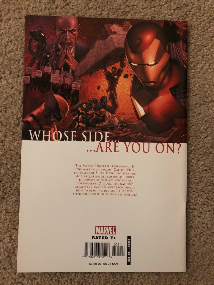civil war 1 marvel comic. key to mcu movies. vf/nm. captain america ...