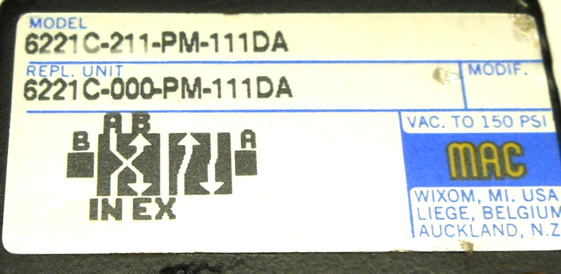 MAC 6221C-211-PM-111DA FOUR PORT 2 POSITION DBL SOLENOID HYDRAULIC ...