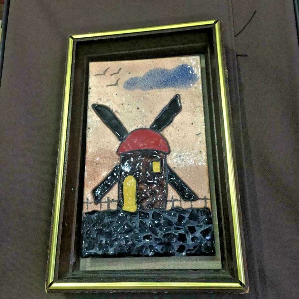 Vintage Handicraft Mosaic Painting Masterpiece Wood Frame Multi-Colors ...