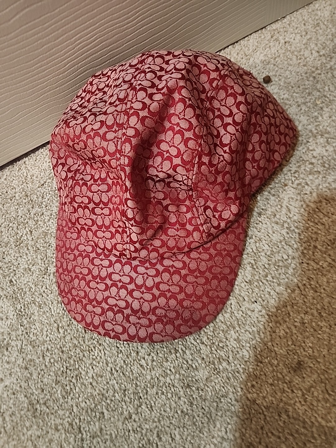 Vintage Coach Red Canvas Signature Baseball Cap Adjus… - Gem