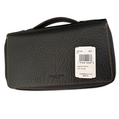Coach Black Leather Double Zip Travel Organizer Wallet Wristlet EB7104 ...