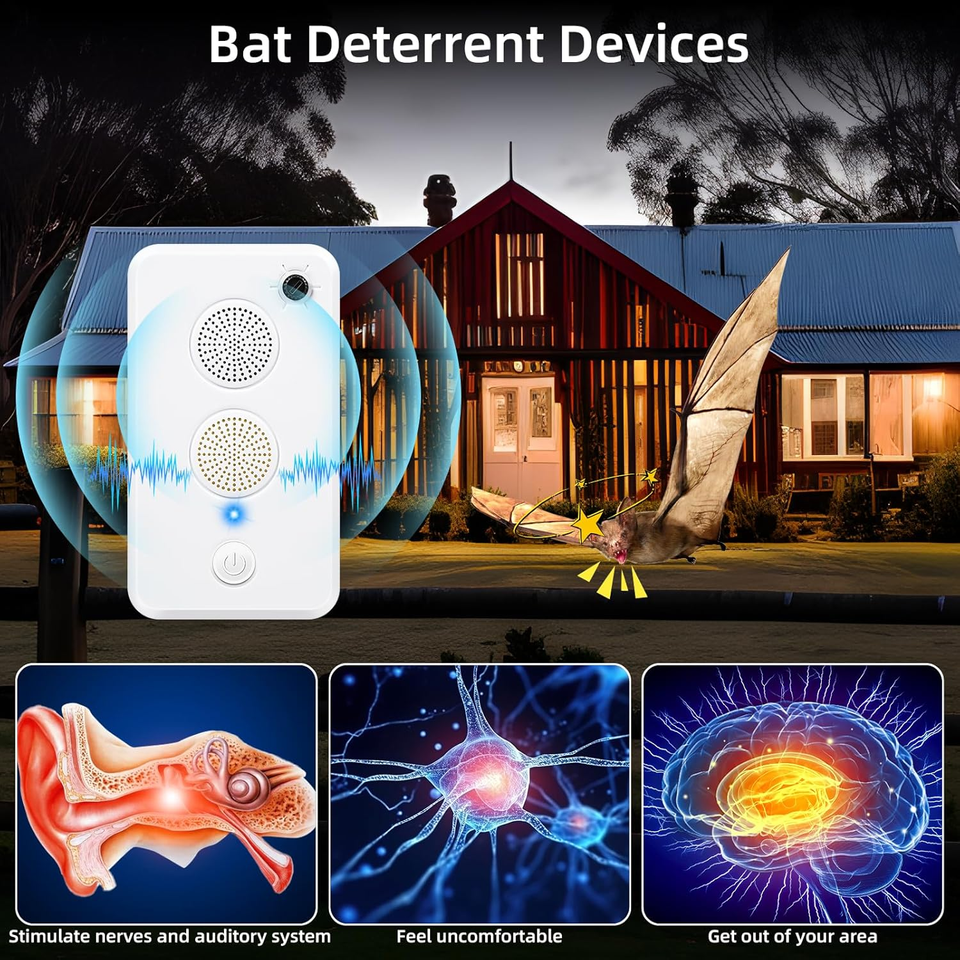 2 Pack Upgraded Ultrasonic Bat Repellent Devices, Keeps Bats Out of ...