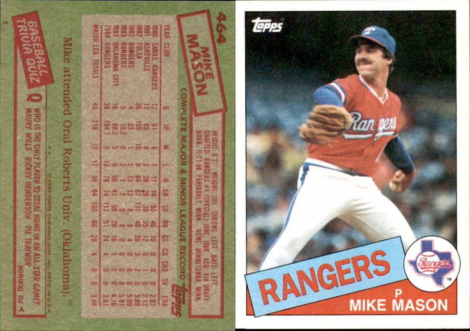 1985 Topps Baseball Cards Complete Your Set U-Pick #'s 401-600 NM/MINT ...