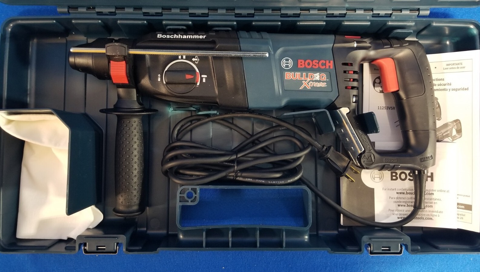 Bosch 11255VSR 1" SDS-plus D Handle Bulldog Xtreme Rotary Hammer ...
