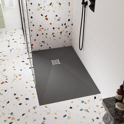 Nuie Slimline Slate Grey Shower Tray 1400 x 800mm Slimline Bathroom ...
