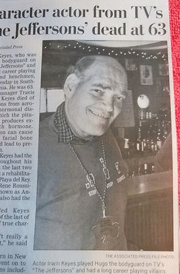 1952-2015 IRWIN KEYES OBITUARY CHARACTER ACTOR FROM TVS THE JEFFERSONS ...