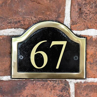 Black & Brass Arched Number Sign - Vinyl Numbers | eBay UK