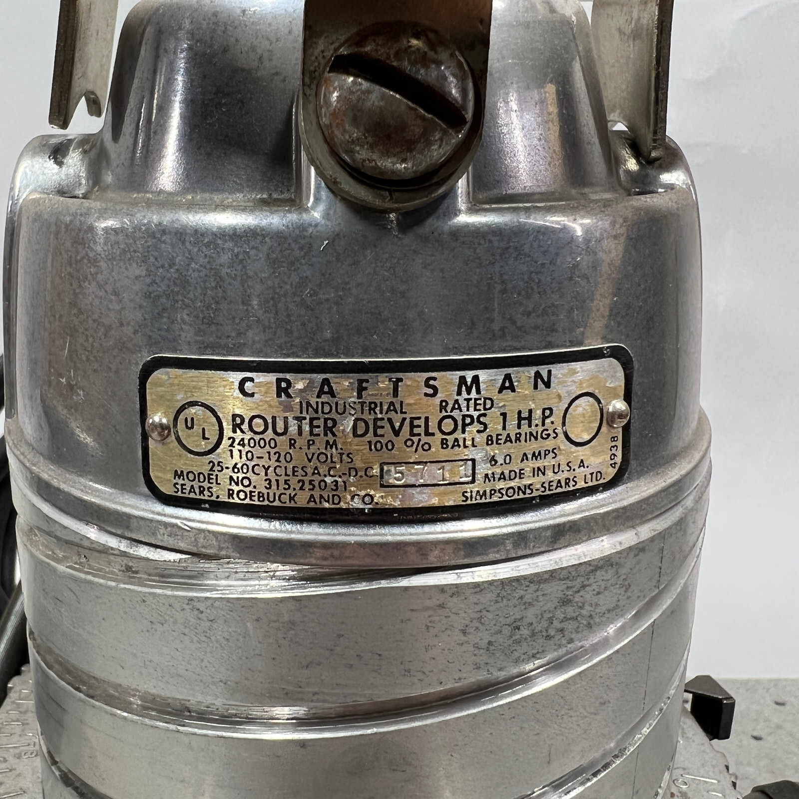 Vintage Pistol Grip Craftsman Router 1 HP 315.25031 With Attachments ...